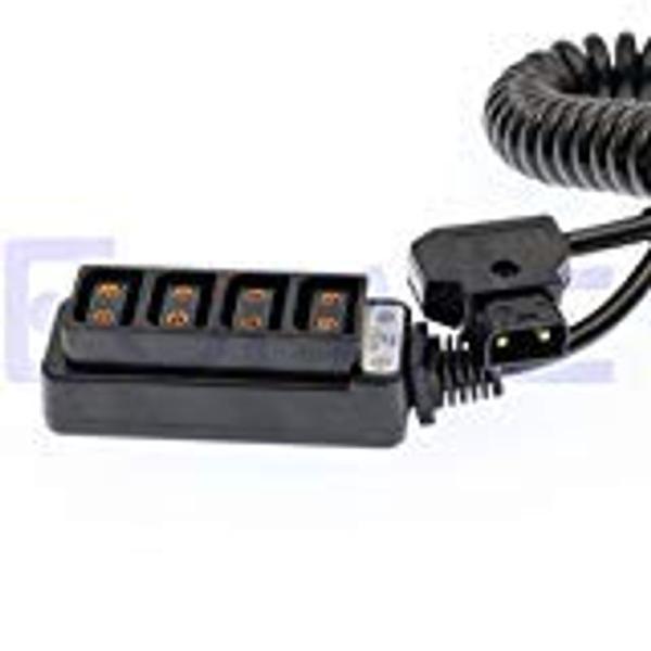 【商品名】　オス D-tap B - 4ポート メス D-Tap P-Tap ハブ アダプター スプリッター 撮影用電源(直線) (コイル状ケーブル) 【商品説明】　・1つのp-tap 4つに分割・4メスD - TapコネクタにはオスD -...