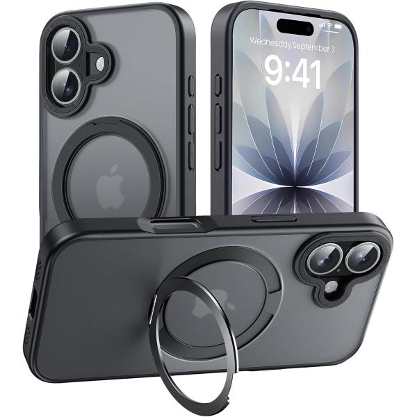 【商品名】　多機能360度回転スタンドMcoifull iPhone 17 用の ケース マグネット搭載 ワイヤレス充電 耐衝撃 マット感 半透明 指紋 【商品説明】　・【MagSafe対応】アイフォン 17 用の ケースをつけたままマグセ...