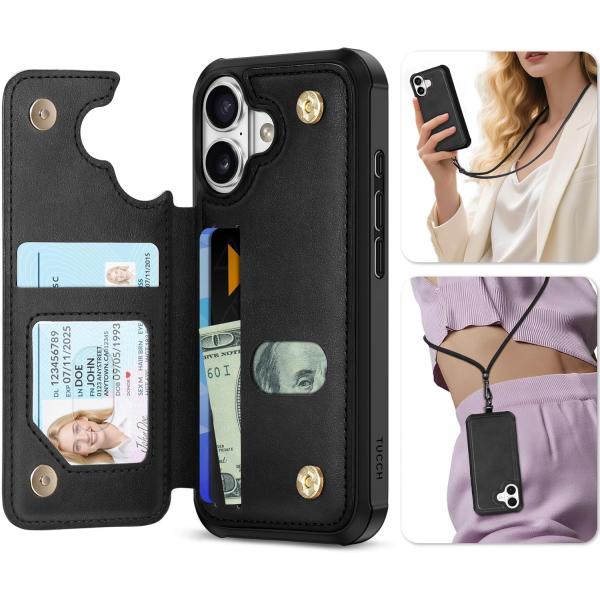 【商品名】　TUCCH iPhone17 対応 ケース ショルダーストラップ付き 背面カード収納 6.3インチ PUレザー RFIDブロッキング 3つカ 【商品説明】　・【RFIDブロッキング機能】カードポケットの裏地にRFIDブロッキング...