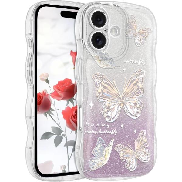 【商品名】　MuZiF iPhone 17 用 ケース クリア キラキラ 可愛い ちょう ウェーブ TPUソフト 透明 かわいい 韓国 薄くて軽い 人気 【商品説明】　・?【?軽量 ?薄型?スリム】 携帯のデザインに基づいて設計されたケース...