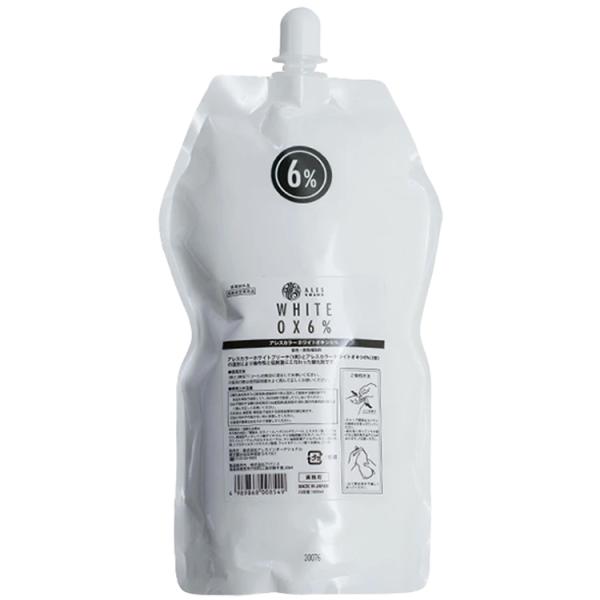 ホワイトオキシ 6%アレスカラーホワイトオキシは粘度を固めにすることで、液垂れを防ぎ、マイルドな使い心地にこだわりました。アレスカラーブリーチと混ぜることでリタッチしやすく操作性がいい酸化剤です。
