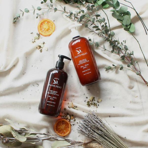 AIAB認証を取得したヘアケアブランド「PIANTE FELICI（ピアンテフェリーチ）」使用感、香り、手に届く価格に徹底的にこだわり抜いた本格オーガニックヘアケアが、内側から輝きを放つ、健康で美しい髪へと導きます。【商品内容】シャンプー・...