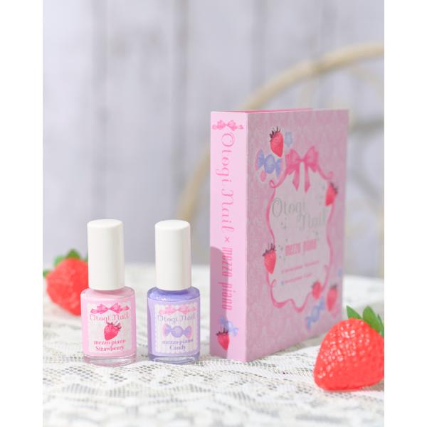mezzo pianoオリジナルカラーStrawberryとCandyの2色で、指先に物語のきらめきを甘さと透明感のバランスにこだわった2色は、単色でも重ねても可愛い万能ラインアップ♪mezzo pianoオリジナルパッケージ入りで、ギフト...