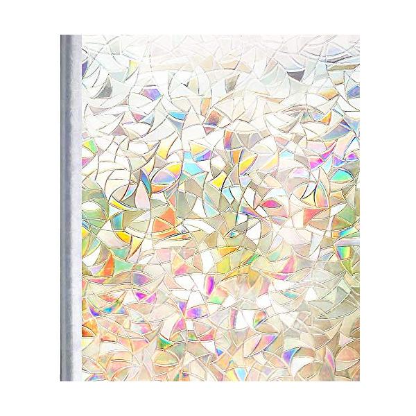 ・虹色 44.5x200cm ・・Size:44.5x200cm・【明るさを保つ窓ガラス目隠しシート】カーテンの窮屈感から解放！窓フィルムは元々［透明］なものですが、ガラスに貼れば光を屈折して虹色の輝きを反射したりして、目隠し効果を発揮しま...