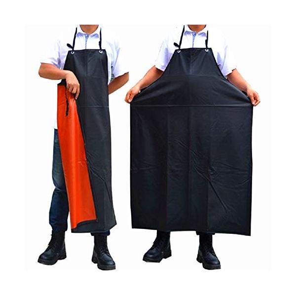 アウトドア・ブラック Free Size ・【2枚セット】作業用PVCエプロン　サイズ：約 105×77cm【素材】防水、汚れに強く、丈夫なPVCの中でも特に品質の良い素材を採用しております。軽量、撥水効果も高く、長年の調査からプロ仕様とし...