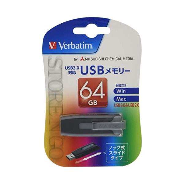 USB3.0・ブラック 64GB USBV64GVZ2・・Size:64GBStyle:USB3.0・規格:USB3.0・記憶容量:64GB・タイプ:ノック式スライドタイプ 色:ブラック・本体サイズ:高さ65mm×幅10mm×15mm 本体...