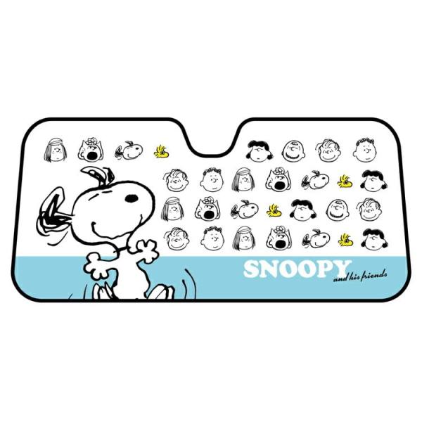 ピーナッツフェイス・ホワイト  7573-01WH・・Style:ピーナッツフェイス・スヌーピー フレンズがかわいいフロントガラスにフィットするサンシェードです。・本体材質:エアー発泡ミラーコートシート・カラー:ホワイト・製品サイズ(WxD...