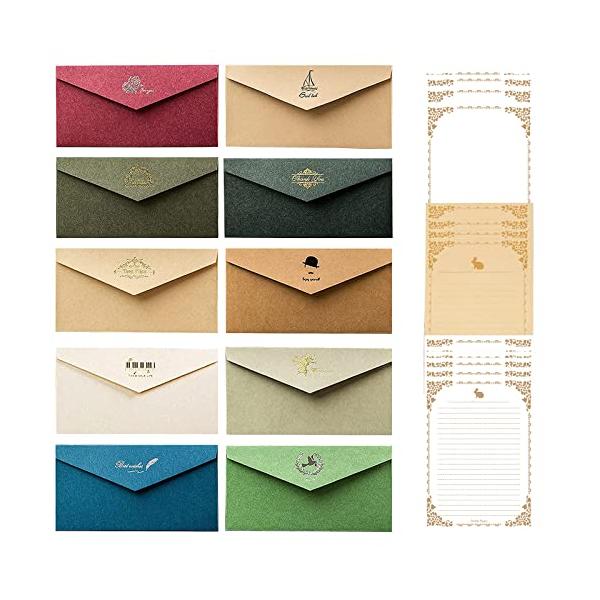 ・混合カラー  ・【パッケージ内容】 10色封筒と、 セット内容は3種類の便箋30枚， 大量 とってもお得なセット封筒サイズ22*11cm， 便箋サイズ：14.5*21cm 。・【優れたデザイン】 シンプルなアンティーク調のデザインなので、...