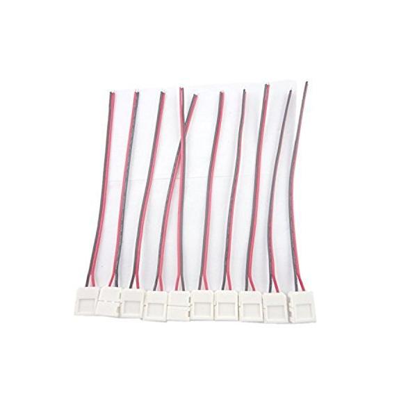 ・ 8mm 単色用延長ケーブル LED-CONNECTER・全長：16cm・対応LEDモデル：3528 SMD（単色用）・片側半田付け不要・LEDテープライトの2線配線に使用できる・8mm幅の3528 単色 LEDテープライト用延長ケーブルです。