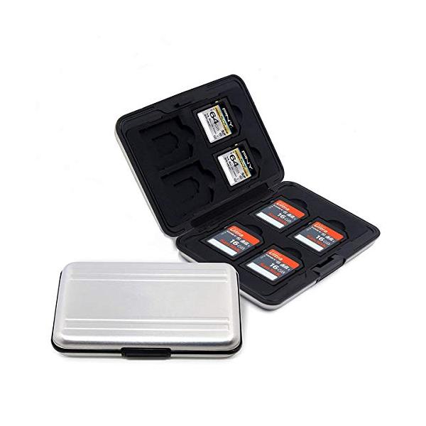 ・シルバー  ・・Color:シルバー・【大容量】 8―16枚分のメモリーカードコンパートメントがあります。何よりもカードを16枚まで保管できます。(SDカード８枚＋microSDカード8枚)・【材質】アルミ(ケース部分)、EVA(トレー部...