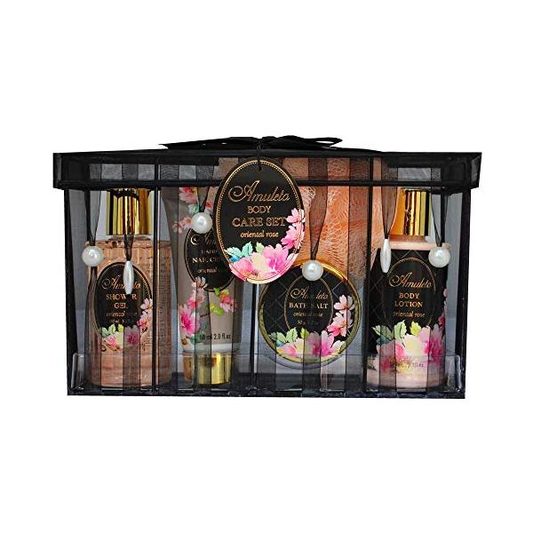 ・ 5個アソート ・商品サイズ (幅×奥行×高さ) :22×6.8×14cm・原産国:中国・内容量:シャワージェル:150ml / ボディローション:150ml / バスソルト:50g / ハンド&amp;ネイルクリーム:60ml / ボデ...