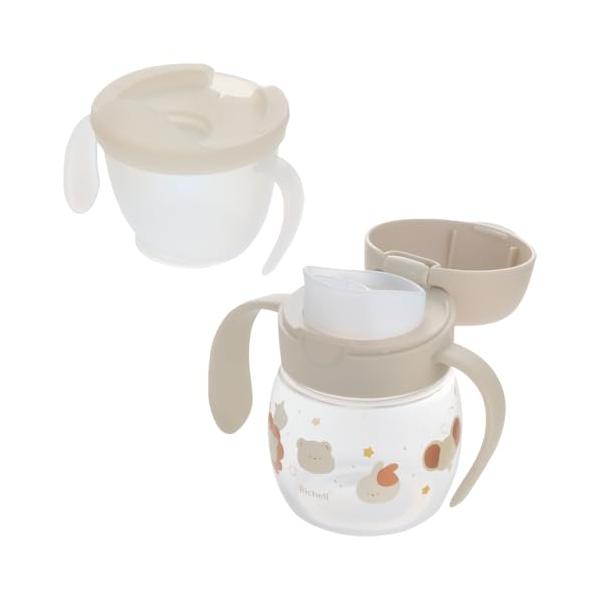 コップ飲みマスターベージュ/幅21.9cm x 高さ12.8cm/120614・対象月齢/5カ月頃〜・最大目盛容量/200mL・食器洗い乾燥機OK・煮沸・薬液消毒OK