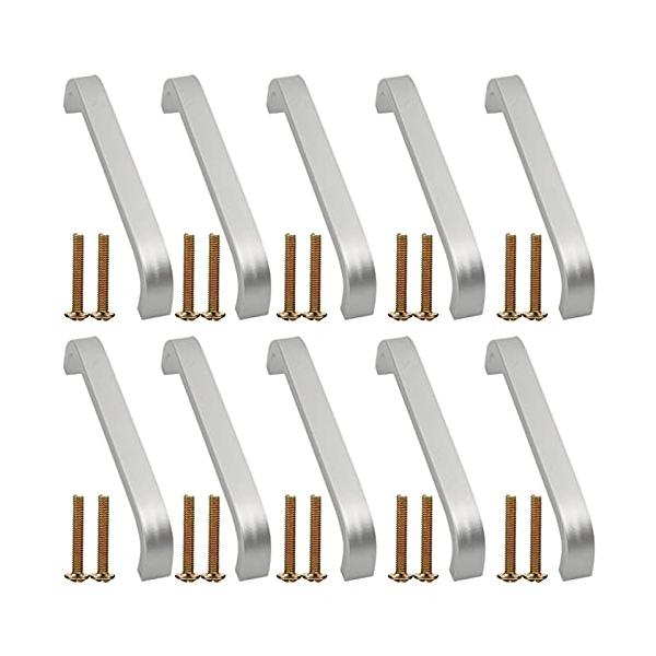 A・シルバー  ・・Style:A・【パッケージ内容】ドア取っ手10個セット、ネジ20個付きます。・【サイズ】ハンドルの全長は10cm、幅は2cm、ネジ部軸距離は9.6cmです。・【優れた素材】ドア取っ手はアルミニウムを採用され、耐食性、耐...