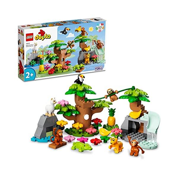 南米のどうぶつ・  10973・・Style:南米のどうぶつ・ジャングルの動物たちと遊ぼう  にぎやかなジャングルを想像しながら創造性豊かに遊べる、レゴデュプロ南米のどうぶつ(10973)・動物天国  ワニ、サル2体、ナマケモノ、ヒョウの子...