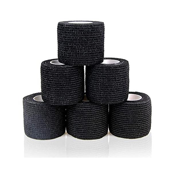 ・ブラック6個-5.0cm*4.5m 5.0cm*4.5m ji271・・Color:ブラック6個-5.0cm*4.5m・【高品質の素材】包帯は、高品質の不織布でできています。通気性が良いので、肌にも安心です。耐久性のある弾性素材により、包...
