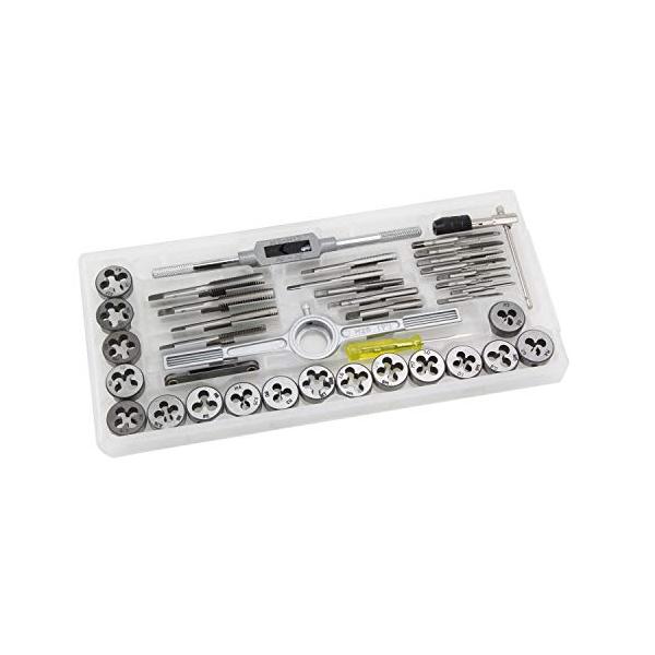40Pcs・  EV-40TD 40PCS・・Style:40Pcs・用途:一般鉄鋼のネジ切り用タップダイスセット・セット内容数:40PCS・セット内容:タップハンドル・ダイスハンドル・T型タップホルダー・ピッチゲージ・精密ドライバー・収納...