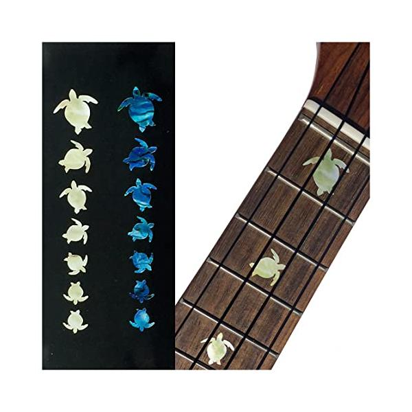 ・ホワイト  UKF-248HT-AZ・既存のドットマーク(5mm以内)がキレイに隠せます。・ホワイトタイプとブルータイプのセット商品です・簡単に楽器をカスタマイズ・本物の貝・インレイのようなステッカー。・貼った後はレモンオイル等でメンテナ...