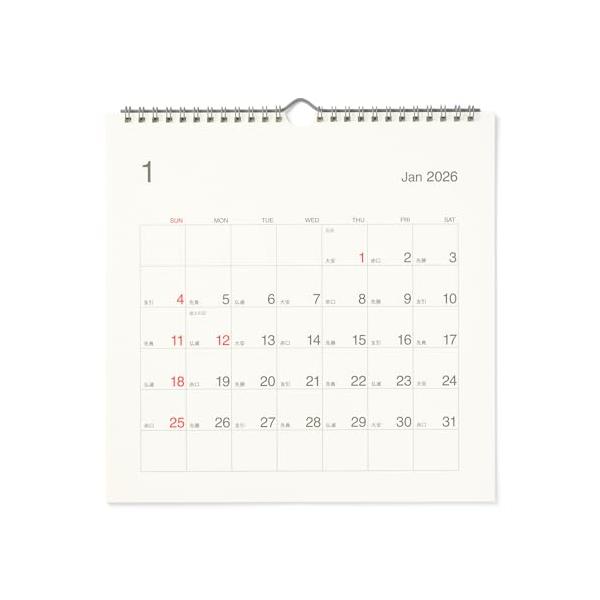 白/-/84854132・パッケージ個数:1・原産国・地域 : 日本・仕様・混率 : 中紙：バガス１０％以上・外寸 : 約幅270×高さ270ｍｍ・部材ごとの素材 : 本文：紙　ダブルリング・天つりバー：鉄・枚数 : 13枚