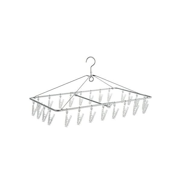 ・シルバー 幅61×奥行36cm 44314517・サイズ : 外寸 : 幅61×奥行36cm・   素材 : 本体、フック : アルミニウム合金・ワイヤー : ステンレス・ピンチ、接結パーツ (樹脂部) : ポリカーボネート・ばね : ス...