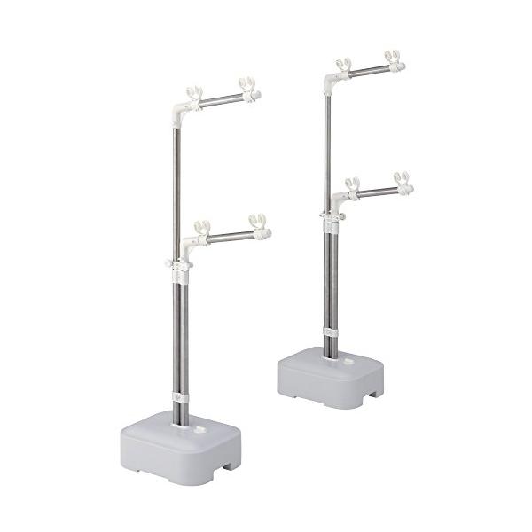 ブロー台付・シルバーホワイト ブロー台付 PS-28・・Style:ブロー台付・原産国:中国・サイズ:(片側)幅35×奥行80×高さ105~170cm・素材:本体/ステンレス巻スチールパイプ、受け/PP、連結部分/ABS、ブロー台/PE、キ...