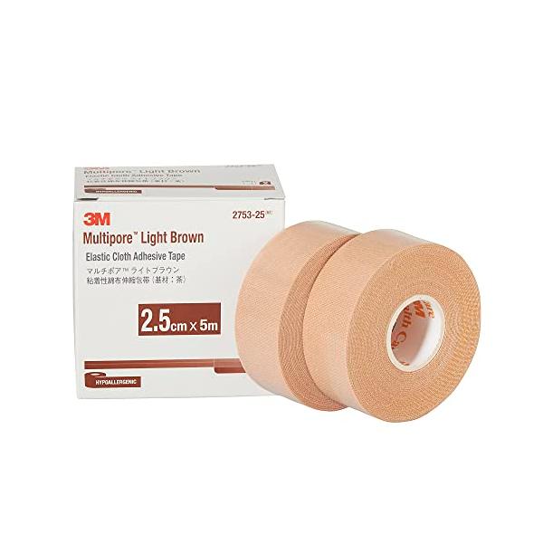2巻入25mm×5m・茶  2753-25・Color:茶Style:2巻入25mm×5m・強い粘着力と高い伸縮性をもった、糊残りのすくない伸縮テープです・関節部などのガーゼ固定や輸液ラインの固定などしっかり固定したい用途に幅広くお使いいた...