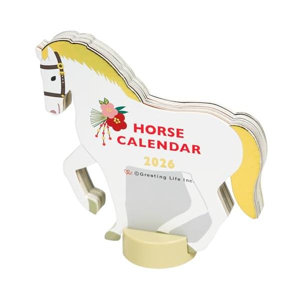 馬/-/C-1721-ET・パッケージ個数:1・12ヶ月絵柄が表情がちがう動物たちの毎年大人気のカレンダー。・愛らしい動物モチーフの、スタンド付き卓上カレンダー・１３枚つづり（両面印刷）・日曜始まり