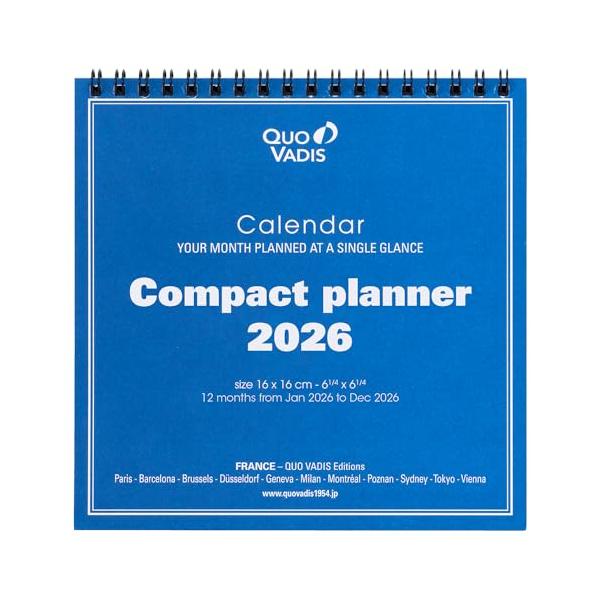 ホワイト/-/qv238300・パッケージ個数:1・シンプルで視認性の高い卓上タイプのカレンダー・16×16cm・日曜日始まり・ジャパンエディション：世界主要国の祝日に加えて、日本の祝日も表記されています。・フランス製・PEFC認証取得（P...