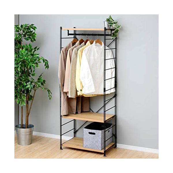 【ハンガーラック】幅65.5・1)オーク 幅65.5×奥行41.5×高さ162cm MWSW-16603(OAK/SBK)・・Style:【ハンガーラック】幅65.5・本体サイズ：幅65.5×奥行41.5×高さ162cm・全体耐荷重：100...