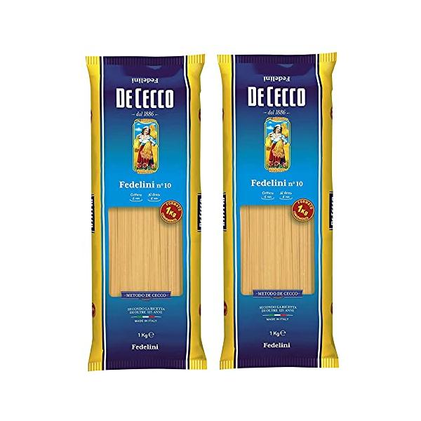 No.10 フェデリーニ・ 1キログラム (x 2) ・・Style:No.10 フェデリーニ・原材料:デュラム小麦のセモリナ・商品サイズ(高さx奥行x幅):11cm×6cm×31cm・商品の重量:2.03 kg・ディ・チェコ―そのパスタの...