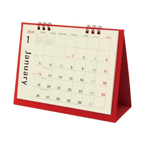 レッド/-/CK-750RE・Color:レッド・パッケージ個数:1・【サイズ】幅18×高さ13.5cm・【掲載期間】2026年1月〜12月・月曜始まり