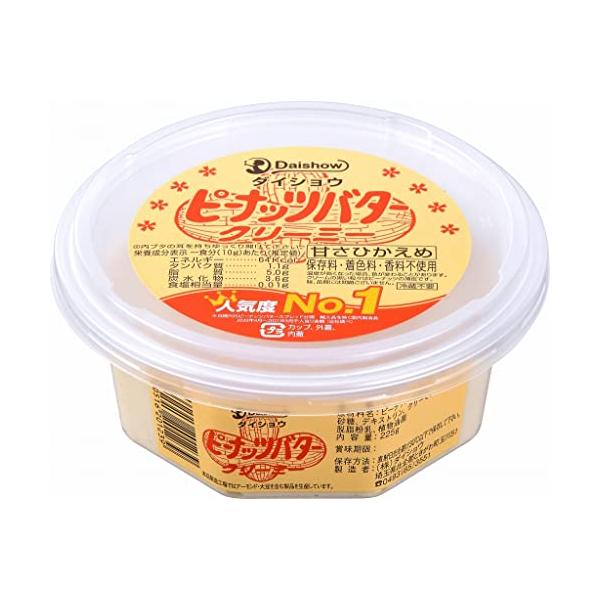 ・ 225グラム (x 1) ・内容量:225g・原材料:ピーナッツバター、ショートニング、砂糖、デキストリン、クリーミングパウダー、脱脂粉乳、ブドウ糖果糖液糖・商品サイズ(高さ×奥行×幅):60mm×130mm×130mm・ブラント名:ダ...