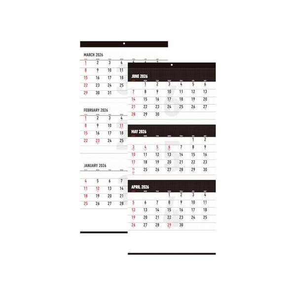 NK952/-/NK952・パッケージ個数:1・【サイズ/枚数】76.5×35cm/6枚・【掲載暦情報】六曜あり・【仕様1】ミシン目入りカレンダー・【仕様2】5mmのグリッドが印刷