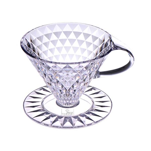 ・ 1個 (x 1) ・【材質】ポリカーボネート樹脂・【内容量】1個・【商品サイズ】10cmx12.2cmx11.5cm (高さx奥行x幅)・【商品特徴】円すい形構造のドリッパー。・【商品特徴】ダイヤカット形状により、最適な抽出スピードを保...