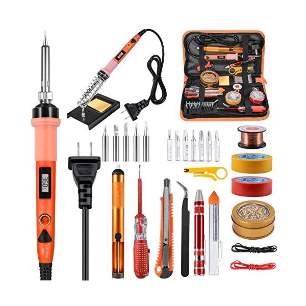 【高品質セラミック】はんだごては、内部加熱によるセラミック誘導技術を採用しており、感度が高く、ヒーターコアを200℃450℃まで素早く加熱することができます。従来のはんだごてよりも寿命が長く、安全性も高くなっています。加熱速度は従来のはんだ...