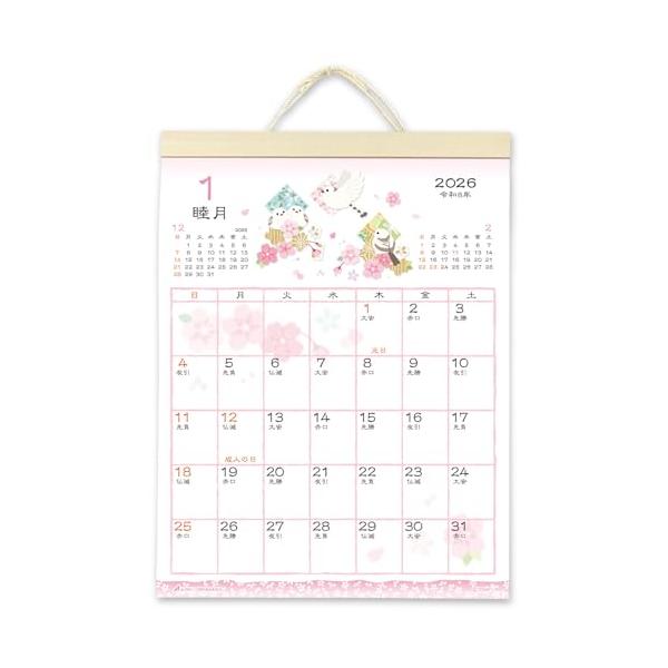 マルチ/本体サイズ：167x223mm/壁掛/72g/26ACL-19・パッケージ個数:1・伝統的な和柄を取り入れ、花鳥風月を表現した色彩豊かなカレンダーです。・【綴じ枚数】12枚綴り(表紙含む)・【サイズ】 167×223mm・【日付期間...