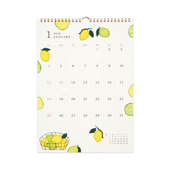 ホワイト/B4/C-1665-YZ・パッケージ個数:1・ハーブや野菜、カトラリーなど米津祐介が描くナチュラルなイラストのカレンダー・ダブルリングのリング綴じ壁掛カレンダー・１3枚つづり・日曜始まり・書き込みタイプ