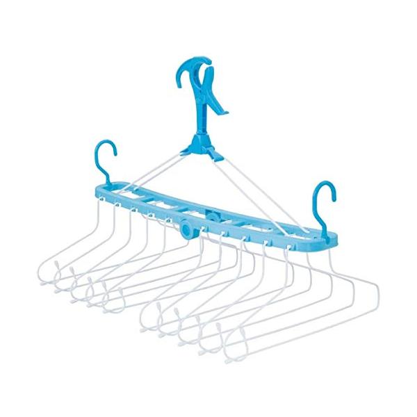 ・ブルー 10連ハンガー 4901065880858・・PatternName:10連ハンガー・サイズ:幅47cm×奥行39cm×高さ6.5cm・重量:0.65kg・材質:本体/ポリプロピレン、キャップ/ポリエチレン、ワイヤー/PP被膜鉄線...