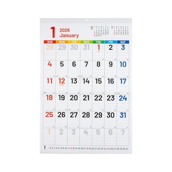 マルチカラー/-/COC-CLH-B2SC-26・パッケージ個数:1・●レイアウト：日曜始まり（ブロック） ●製品パッケージサイズ：ヨコ536×タテ814×厚み3mm ●本体サイズ：ヨコ520×タテ770×厚み3mm ●本体重量：551g ...