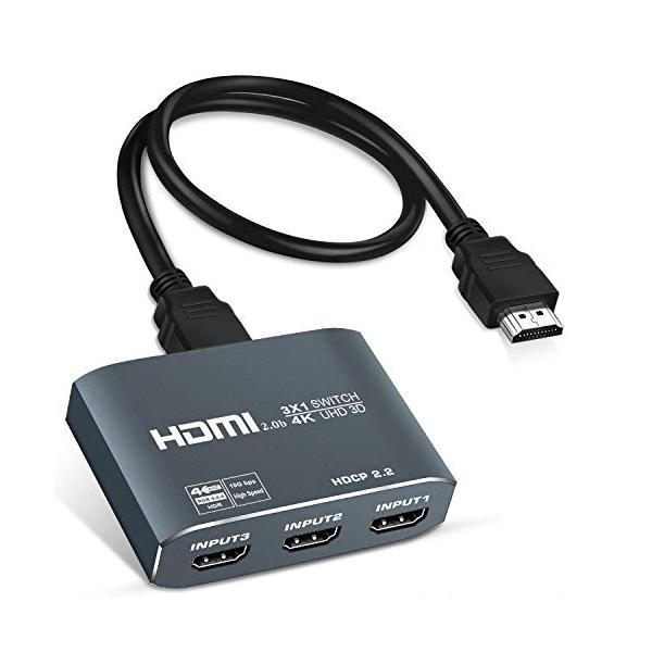・グレー  HDMI Switch 3 ports・ HDMIスイッチ3入力1出力 - avedio linksアルミニウム HDMI セレクター、3つの異なるHDMIソースから1つのHDMIディスプレイにビデオとオーディオを簡単にストリー...