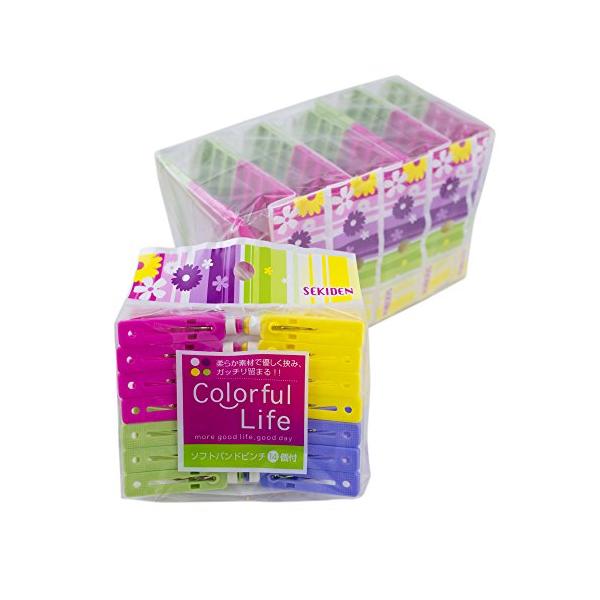 ・マルチ 通常 PR-J3B14-6・ソフト素材の滑り止めが付いた洗濯ばさみです。・滑り止めにより、挟んだ跡が付きにくくなっています。・ソフトバンドピンチ１４個付が６袋入っているセットです。・１セットの配色はピンク４個・イエロー４個・グリー...