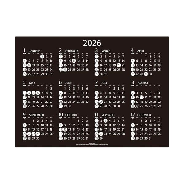 ピカリコ/本体サイズ：H372xW515mm/壁掛/90g/PI-1500・パッケージ個数:1・【サイズ】幅51.5×高さ37.2cm・【掲載期間】2026年1月〜12月・日曜始まり