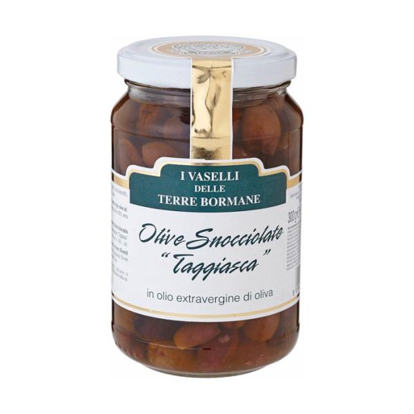 タッジャスカ種のブラックオリーブを塩漬けにしたあと、種を抜いてエクストラ・ヴァージン・オリーブオイルに漬け込みました。<br><br>原材料：ブラックオリーブ、食用オリーブ油、食塩<br><br&g...