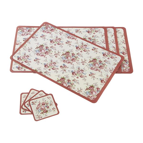 優雅な薔薇のデザインが魅力的な、ランチョンマット＆コースターの4Pセットです。美しい薔薇模様のアイテムがテーブルを華やかに演出し、日々の食卓を特別な場に変えてくれることでしょう。耐久性に優れたポリプロピレン素材を使用しているため、長期間にわ...