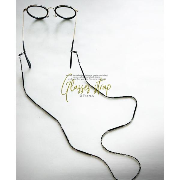 OTONA 40代 50代 60代 爆買メガネチェーン 眼鏡 ストラップ ブラック×シルバー グラスチェーン 日常を優雅に（商品番号：t17781ko）