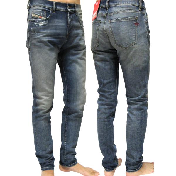 DIESELよりダメージ加工のスリムテーパードジーンズの入荷です。型番 A03558 09E15品名 2019 D-STRUKTカラー ダークブルー素材 98%コットン 2%ポリウレタン前 ジップフライタグ付きサイズ詳細 ウエスト/ヒップ/...