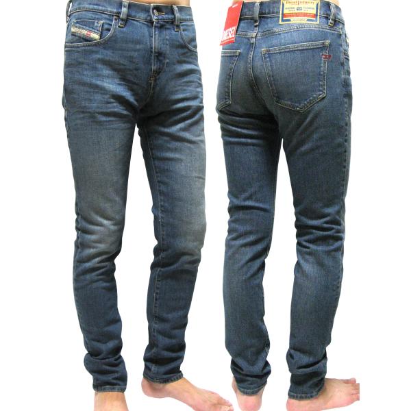 DIESELよりクセのないスリムストレッチジーンズの入荷です。型番 A03558 09F88品名 2019 D-STRUKTカラー ミドルブルー素材 94%コットン 5%ポリエステル 1%ポリウレタン前 ジップフライタグ付きサイズ詳細 ウエ...
