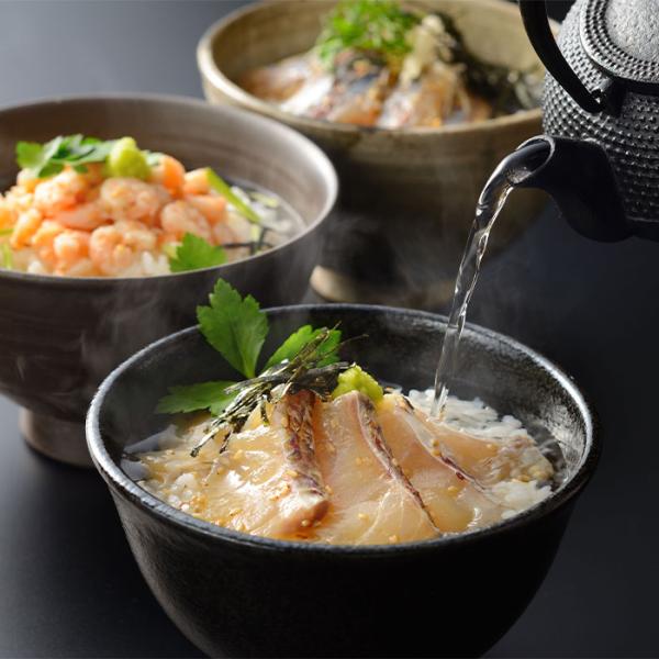 親子三代にわたり漁師として培った目利きで選別した魚介で作るお刺身生茶漬けです。それぞれの具材に合わせて作った特製出汁で”漬け”の状態になっておりますのでお湯をかけて召し上がるだけの簡単調理。お湯をかけて薫る出汁のかおりでおうちにいながら高級...