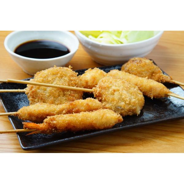 音総特製串かつです。サクサク衣の串カツに、贅沢な具材を使い、値段は庶民的。揚げてから串を抜けば、ひとくちカツとして、お弁当のおかずにも最適です。串かつソースは、別売りになります、必要な方は、ソースも数量指定してください。