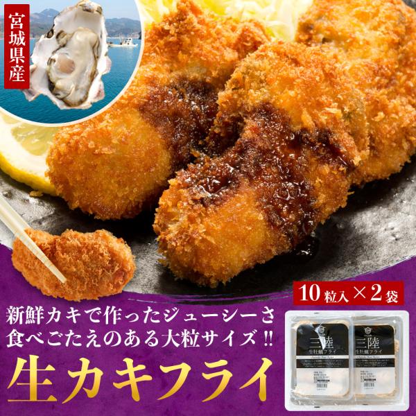 三陸のリアス式海岸で育った栄養満点な牡蠣をＣＡＳ凍結機を使用しカキフライに仕上げました。ＣＡＳ冷凍を使用する事によって、水揚げされた生牡蠣の旨みと風味が残った商品になっております。内容量：三陸産生カキフライ（450g/10粒入）×2袋保存温...