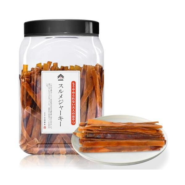 只今の販売中の商品が、気温と味付けの際の調味液の影響により以前より濃い色の商品となっております。品質には影響はなく問題ございません。ご検討よろしくお願いいたします。気軽に食べやすいするめジャーキー　いかをスティック状に加工して食べやすくした...